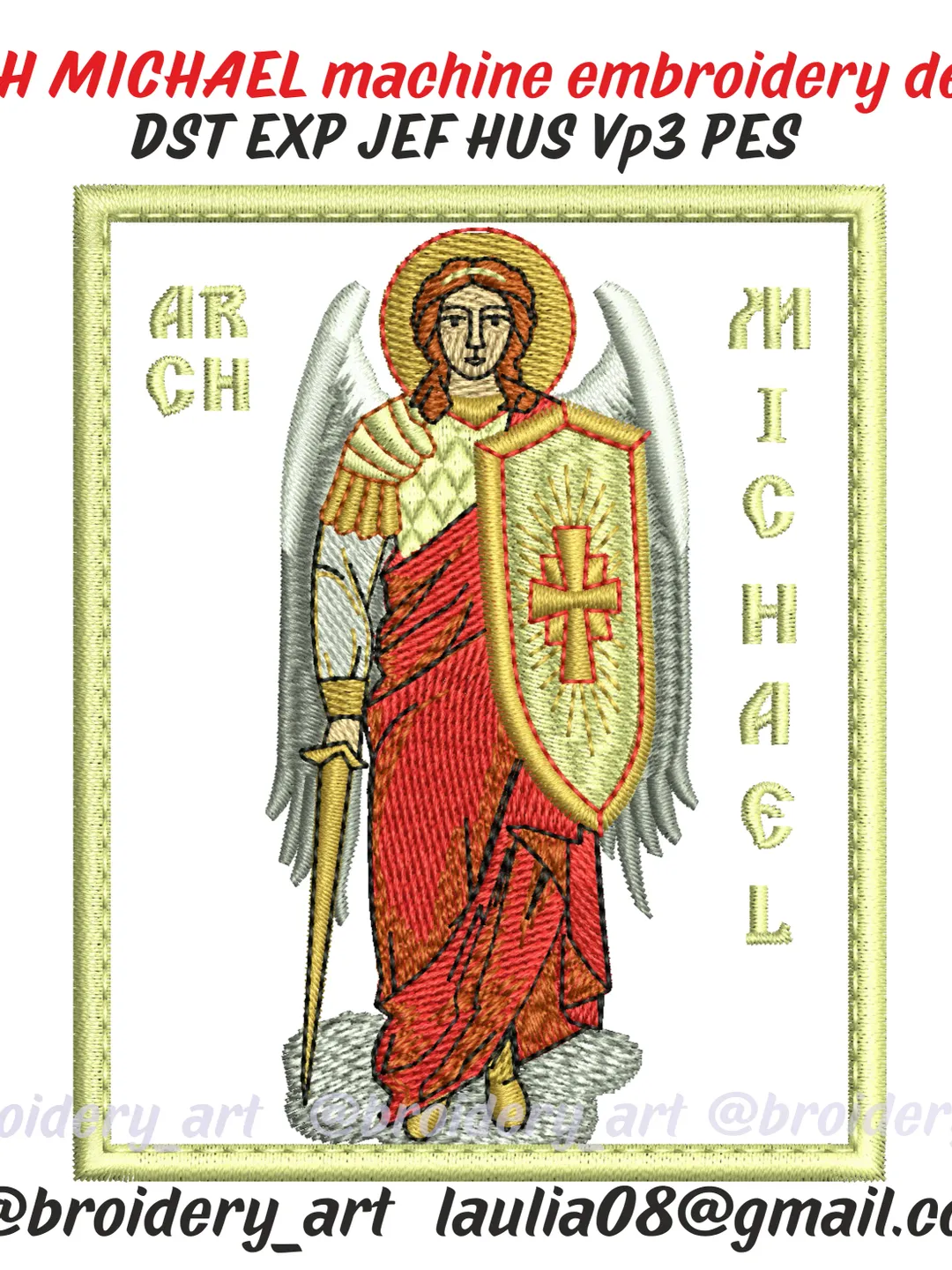 Archangel Michael embroidery design