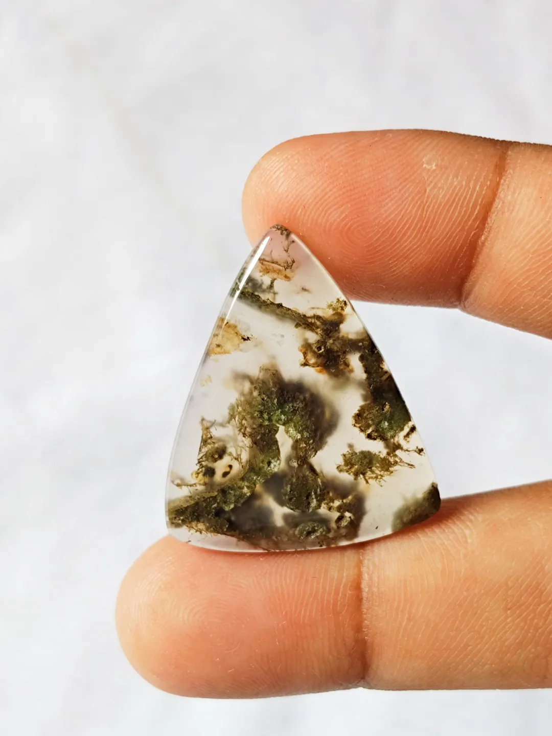 Oval Moss Agate Cabochon: Natural Gemstone for Jewelry Making (18x30x3 ...