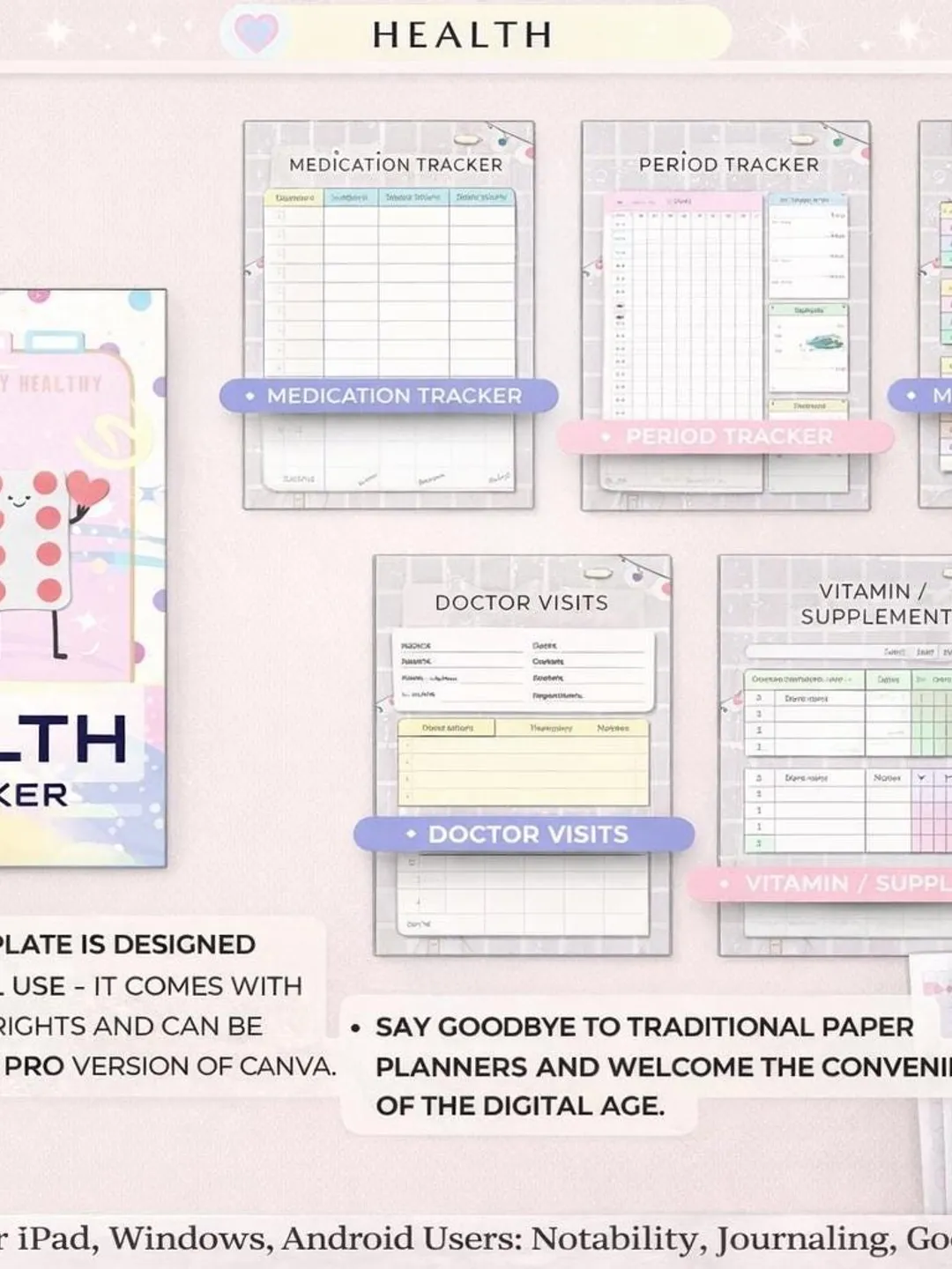 Undated Digital Planner PLR | Hyperlinked Canva Planner | Ready to ...