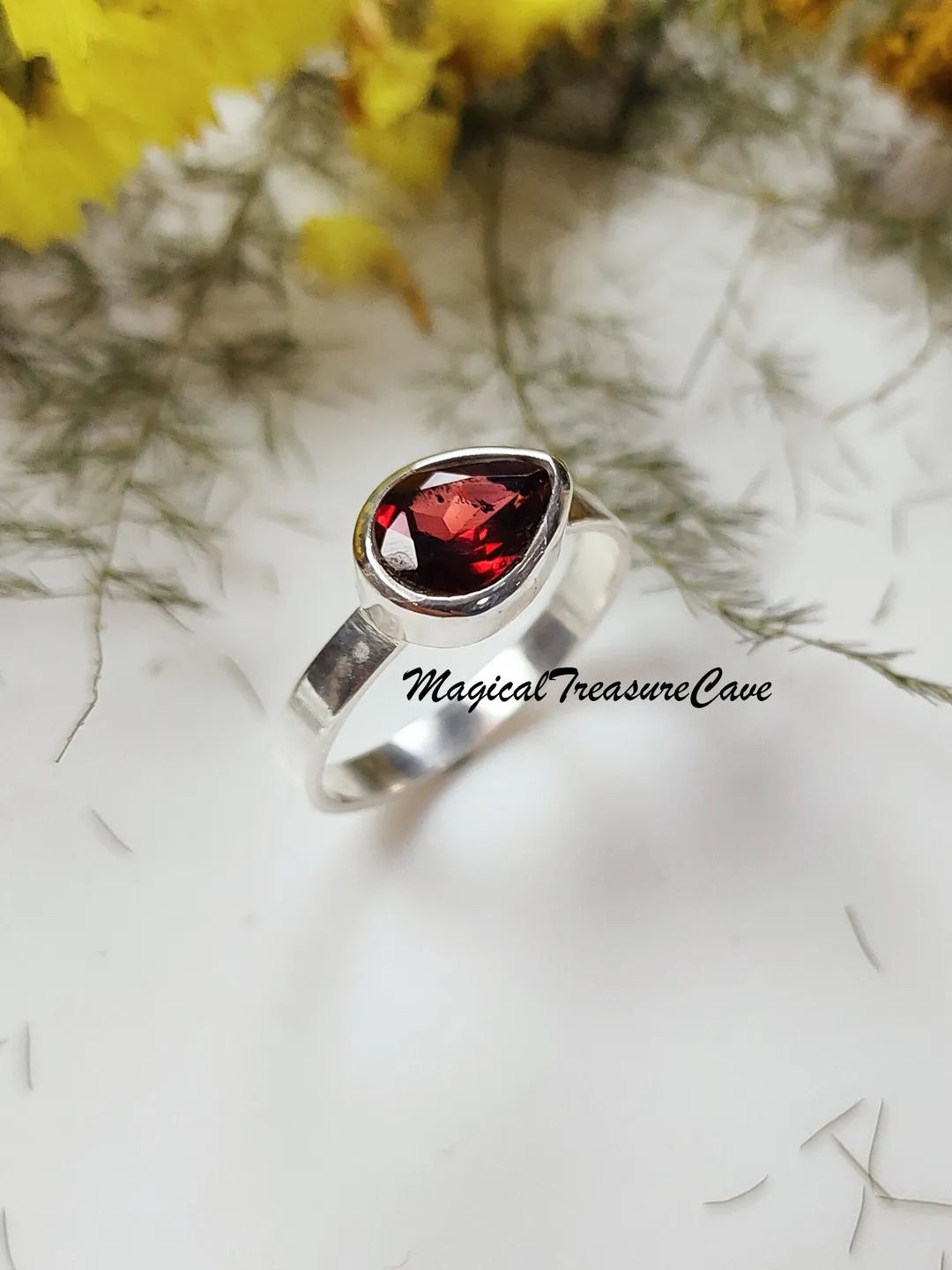 Natural Garnet Ring, 925 Sterling Silver Jewelry, January Birthstone ...