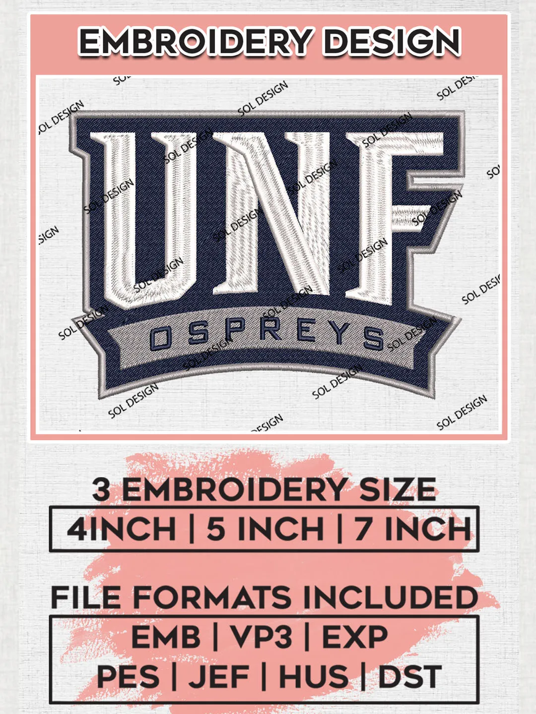 UNF Ospreys College Football Team Word Logo embroidery designs, NCAA ...