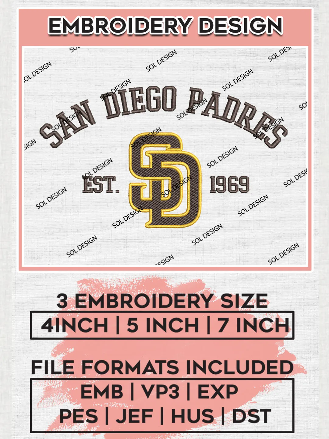 MLB San Diego Padres Team Est Logo Embroidery Design, MLB Team ...