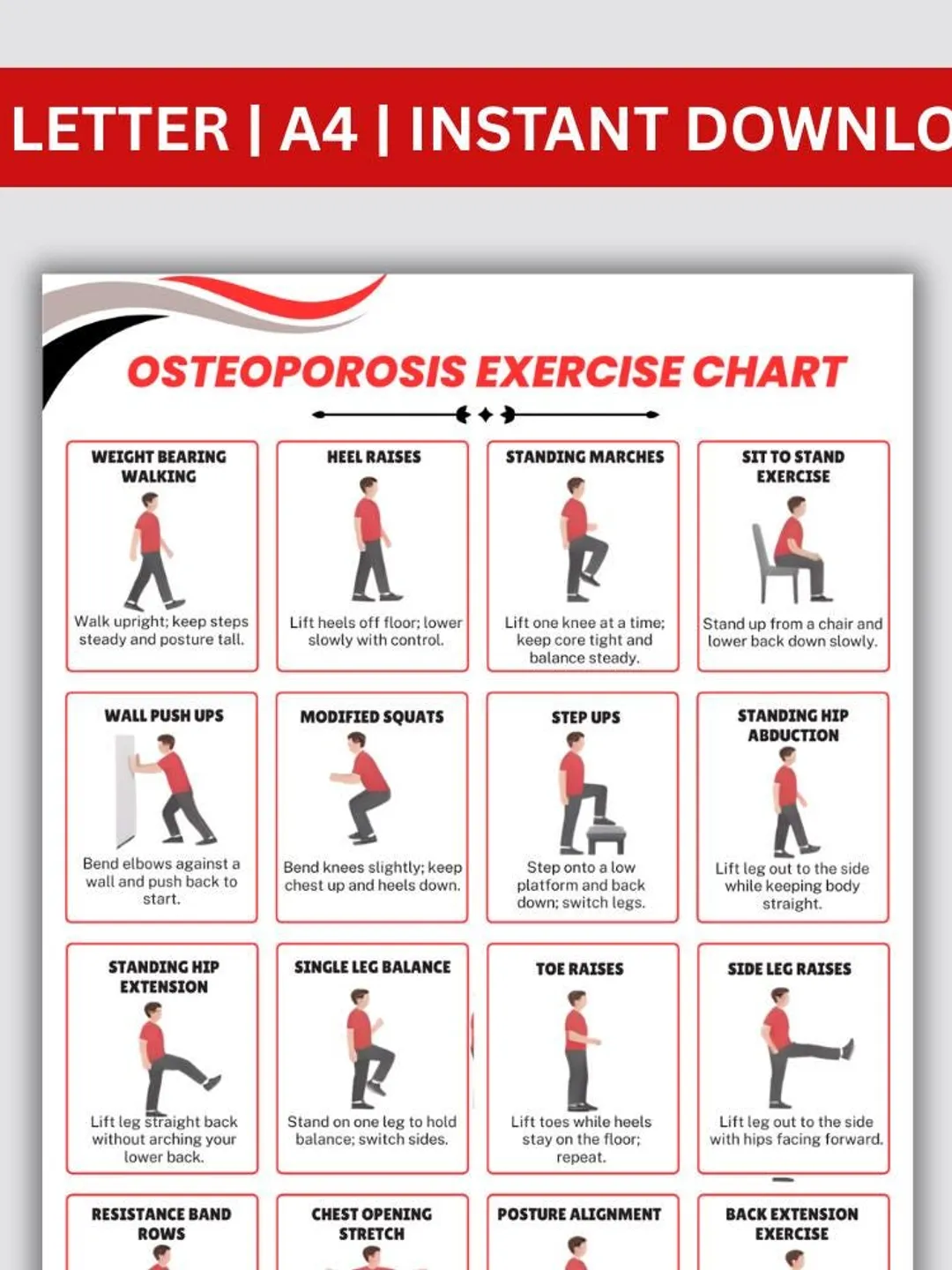 Tai Chi Chair Workouts Printable, Workout Plan PDF, Digital Download ...