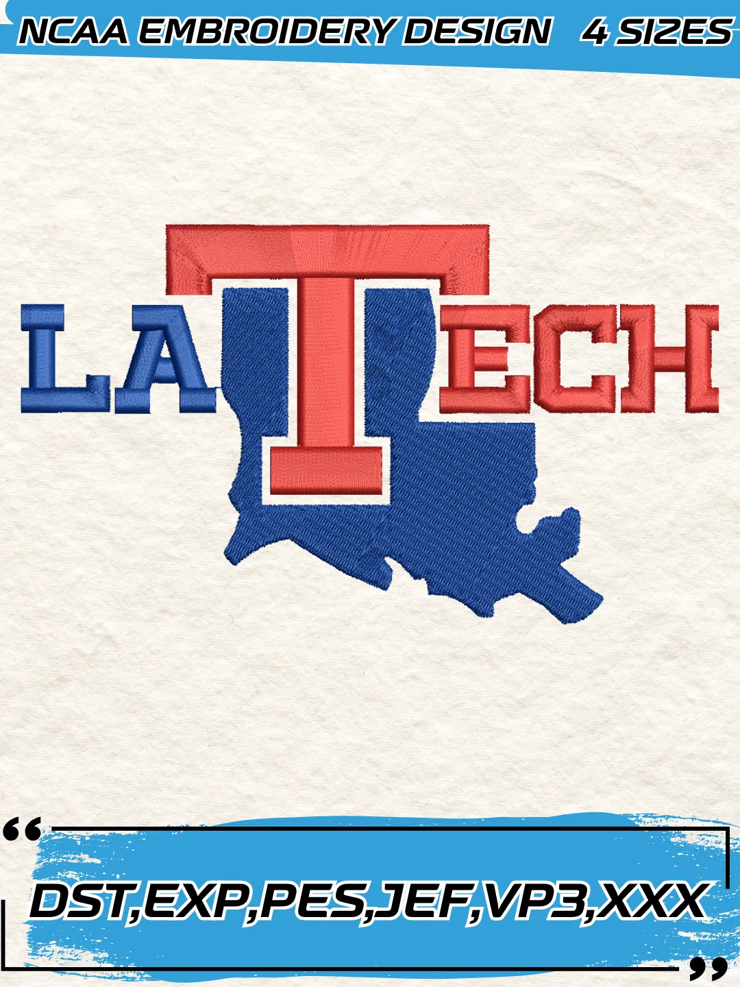 Louisiana Tech Bulldogs Logo Embroidery Design,NCAA Logo Embroidery ...