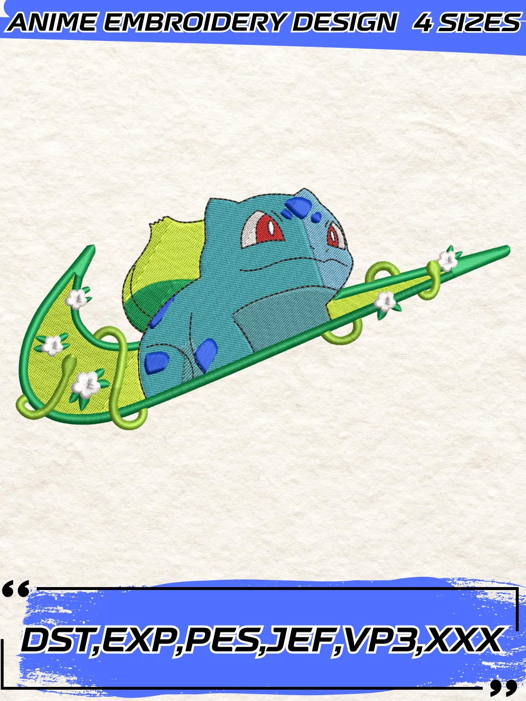 Swoosh Bulbasaur Logo Embroidery Design,Pokemon Movie Embroidery Design ...