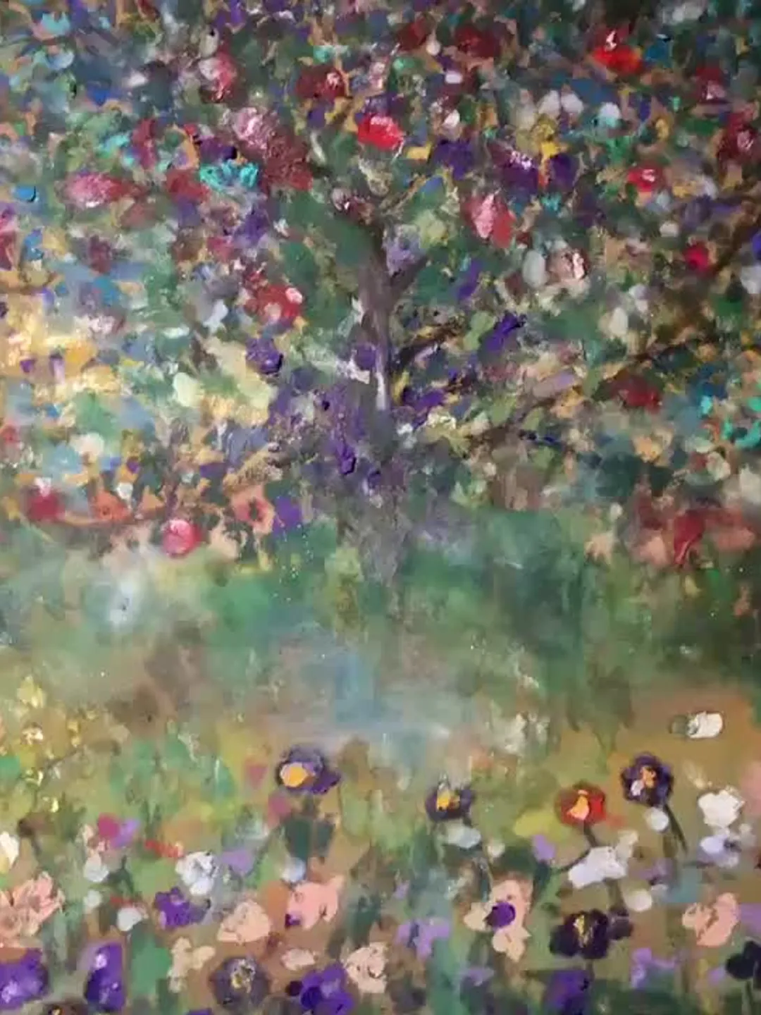 Apple tree Klimt ispired,original oil pastel and pan pastel painting on ...