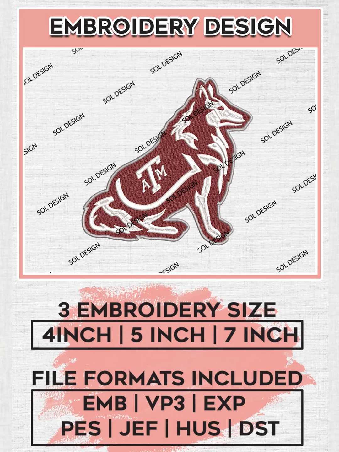 NCAA Texas A&M Aggies Mascot Logo Machine Embroidery Design, NCAA Texas ...