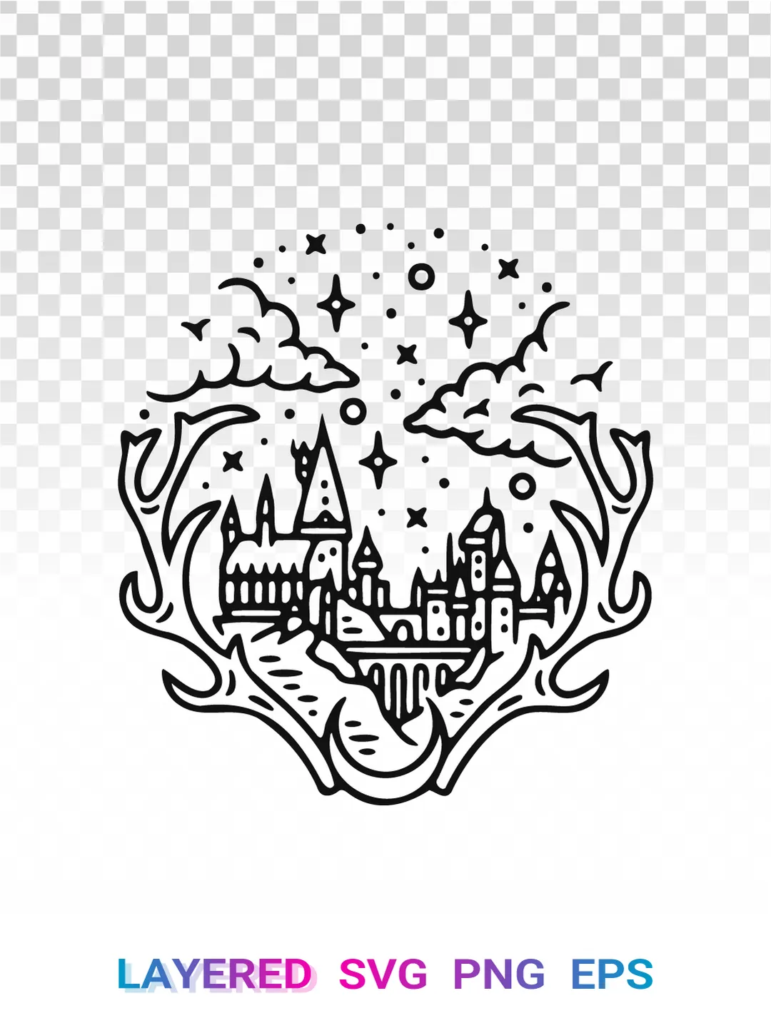 Detailed Hogwarts Castle SVG for the Ultimate Potterhead DIYer