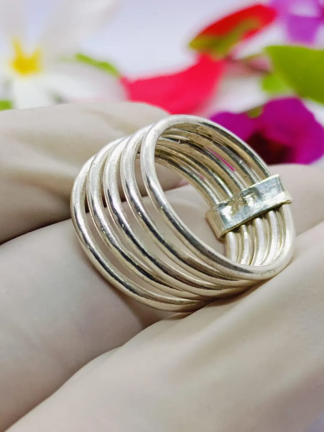 Handmade Sterling Silver Multi-Band Ring: Adjustable Boho Statement Jewelry