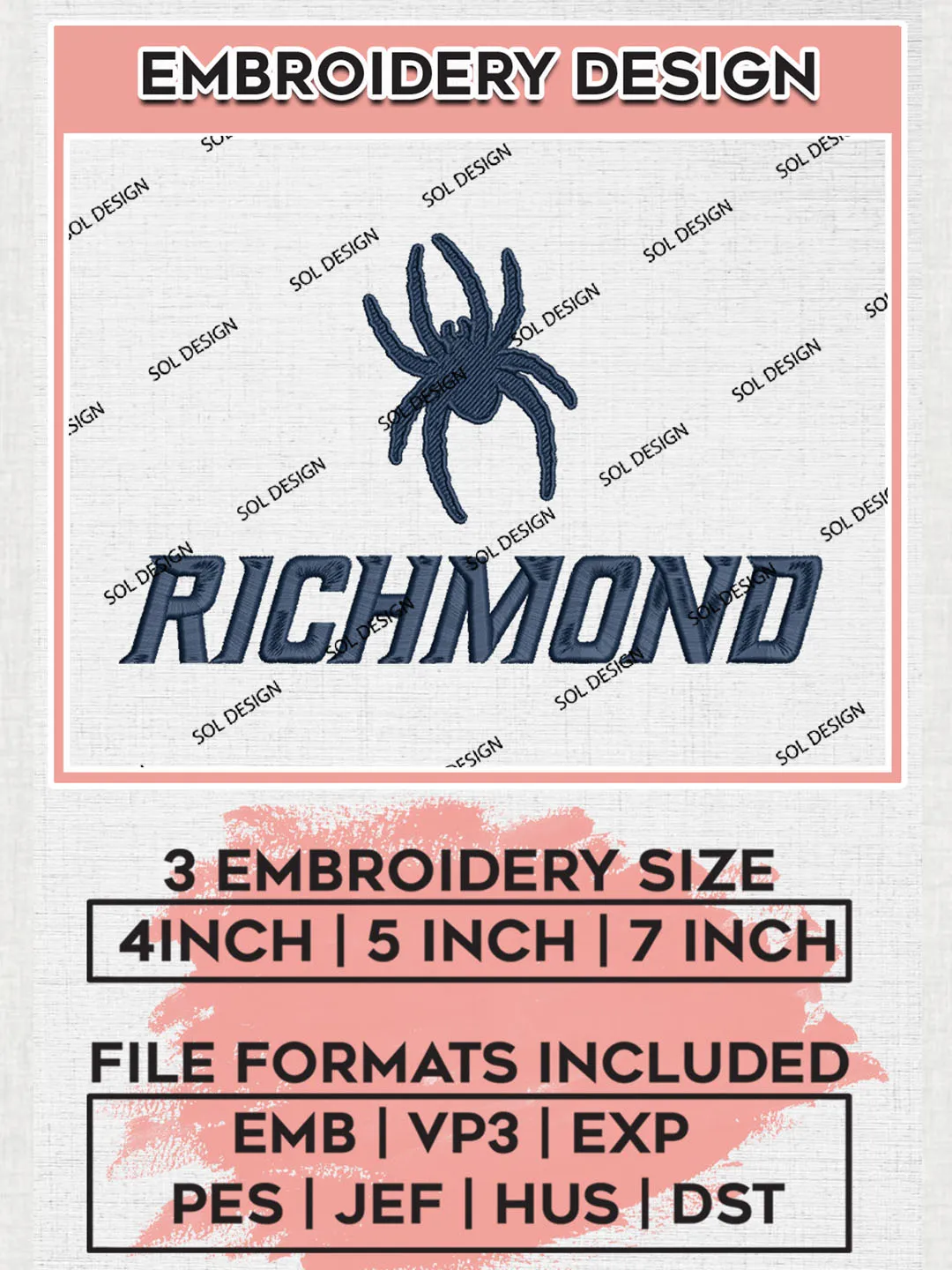 Richmond NCAA College Football Team Logo Embroidery Design Files, NCAA ...