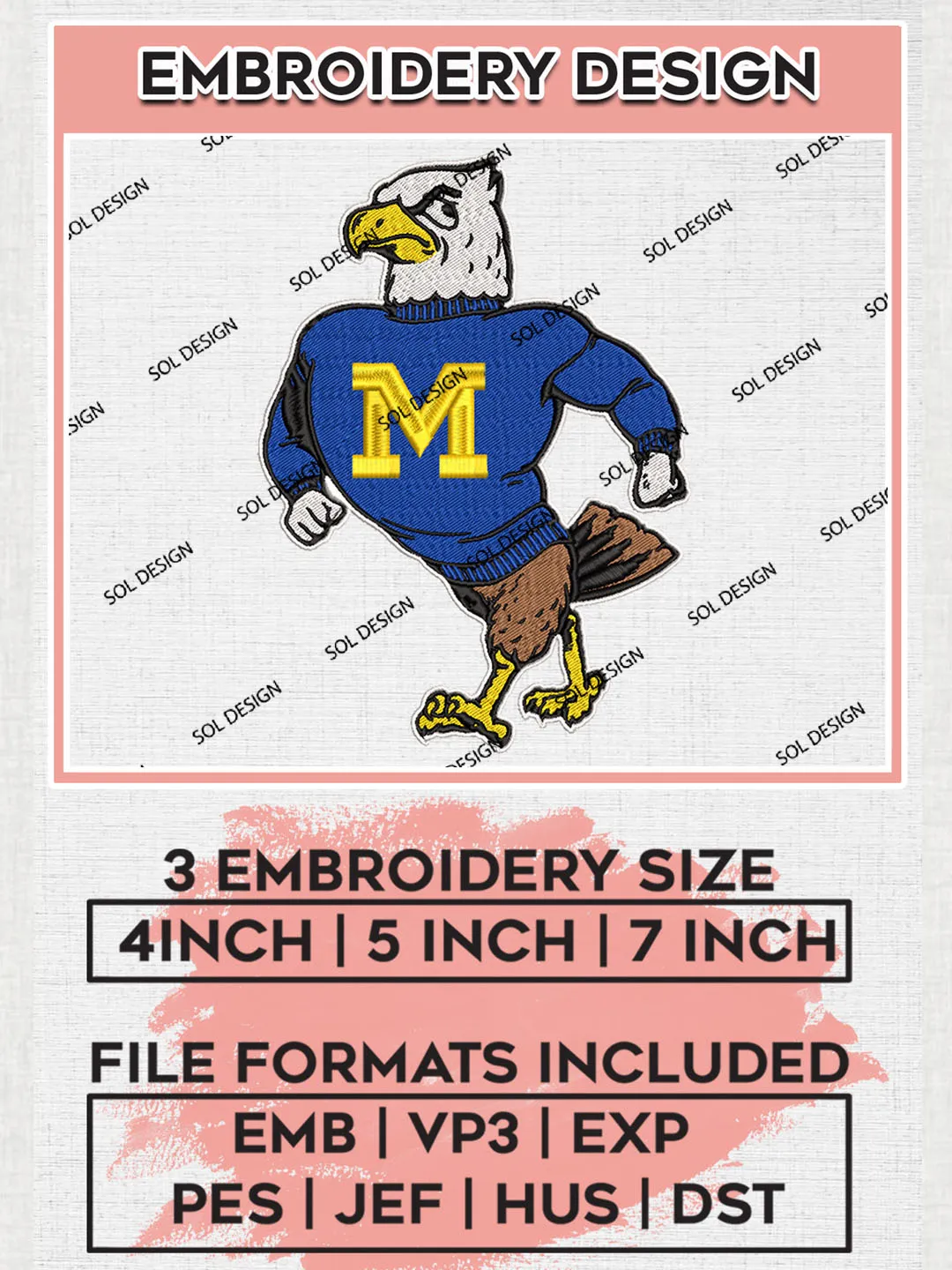 Morehead State Eagles Team Mascot Logo Embroidery Design Files, NCAA ...