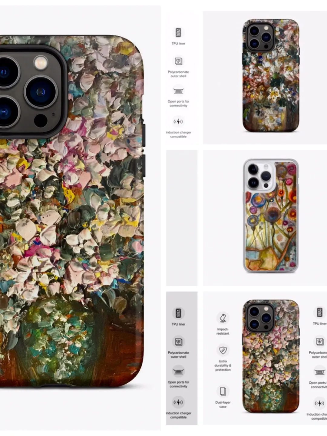 Flowers in a vase Tough iPhone case designed with my original oil ...