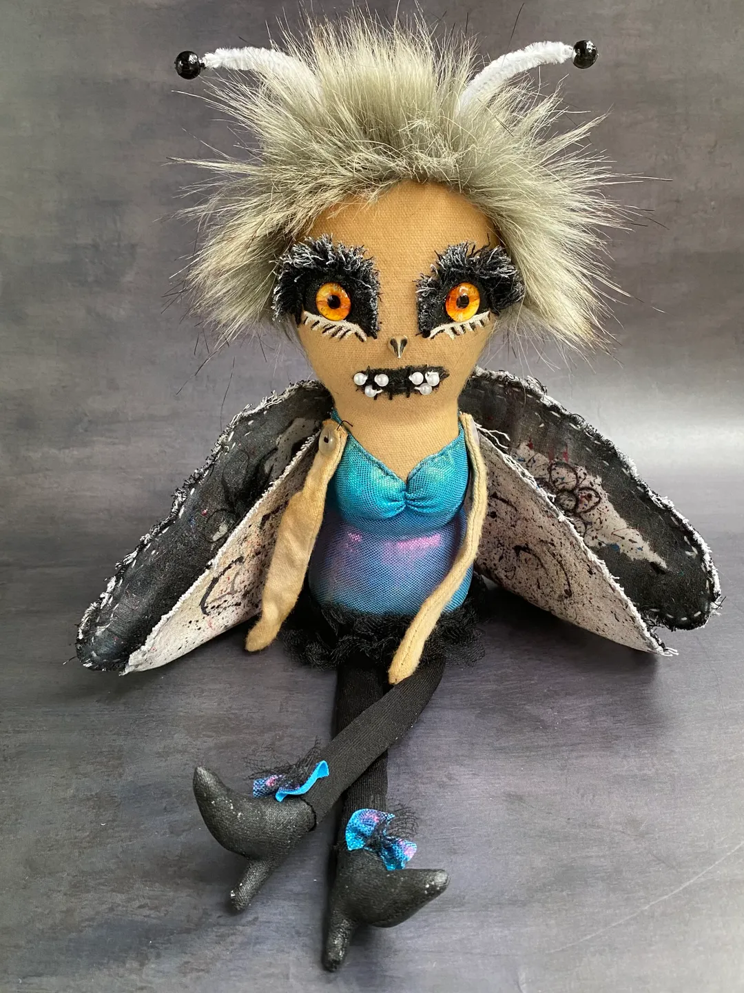 Creepy doll . Butterflay doll for Halloween decor . Insect for weird ...
