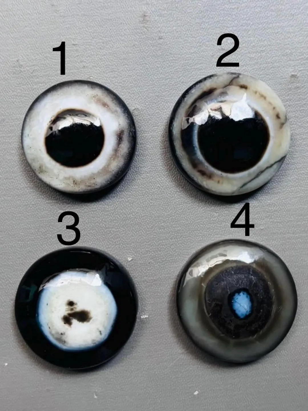 Handmade Black Banded Agate Cabochon Eyes: Natural Gemstone Jewellery
