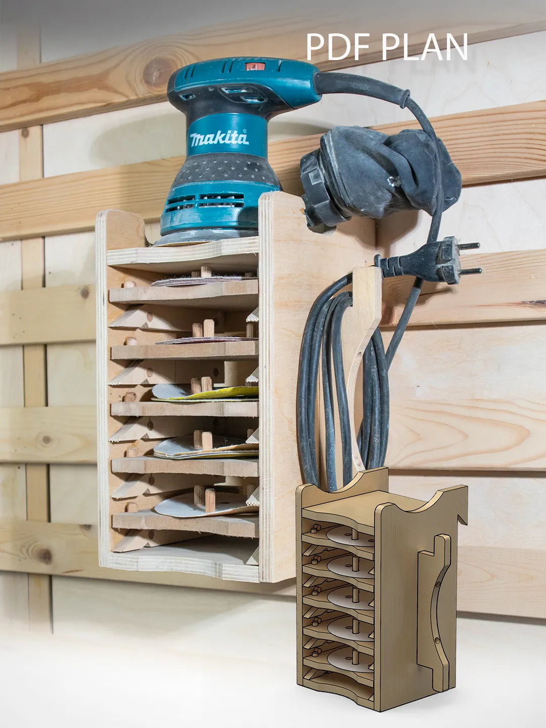 Orbital Sander Rack Plans (PDF) for Workshop – DIY French Cleat Storage ...