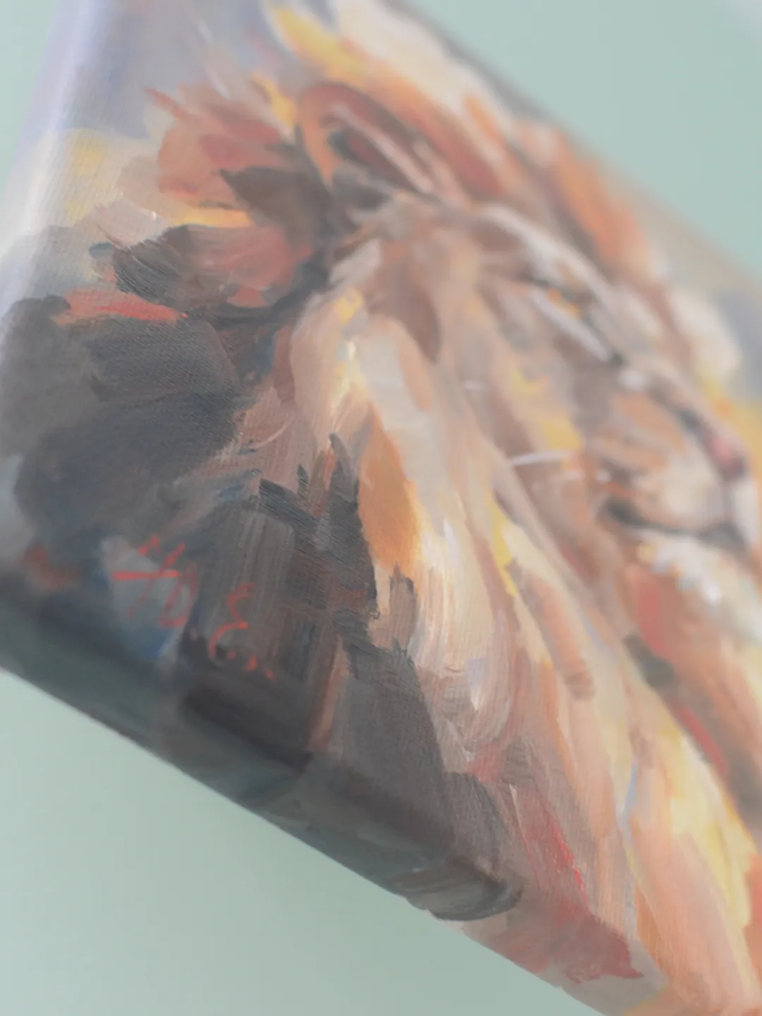 Lion painting / Oil small art / Aslan from Narnia