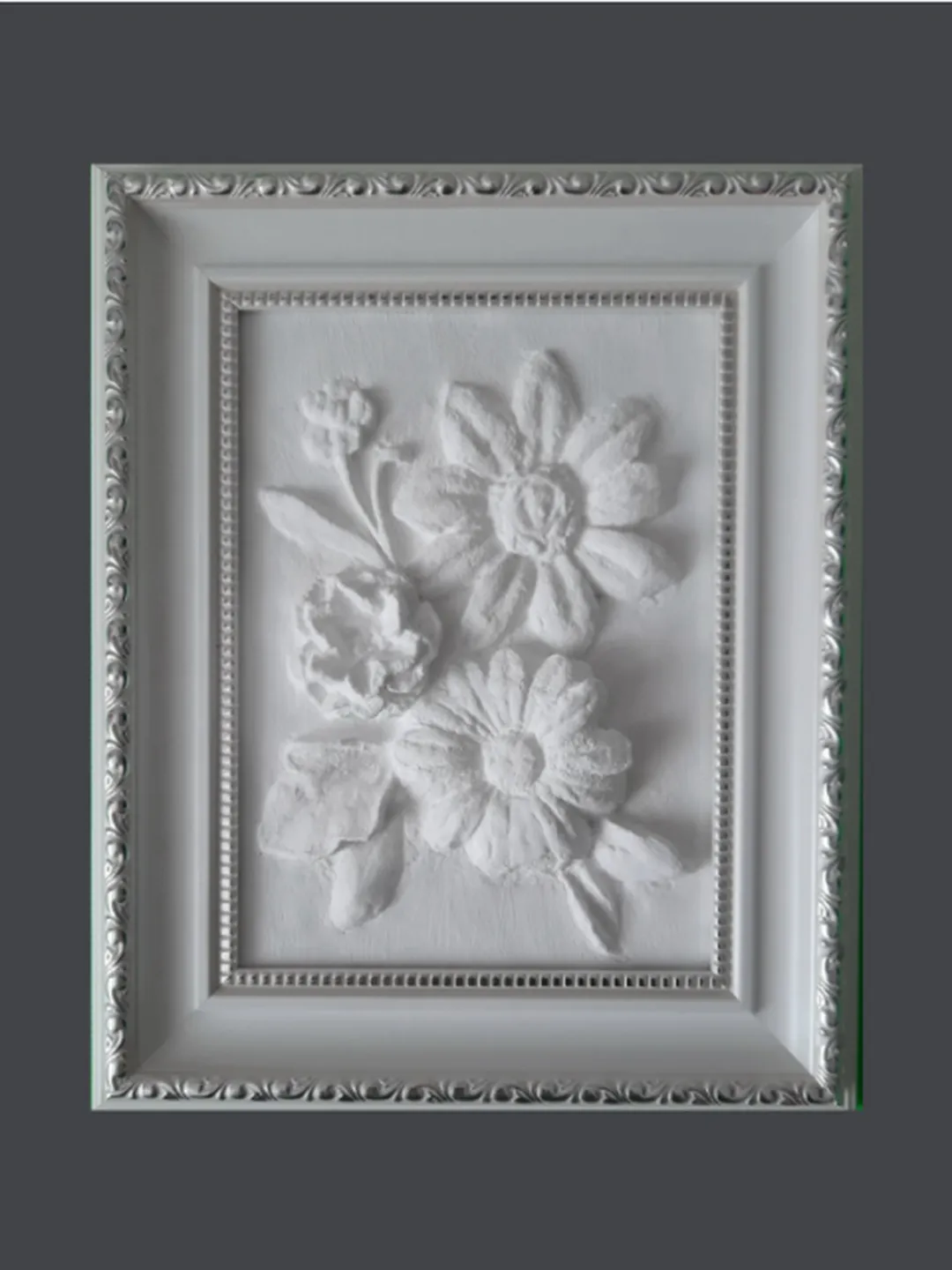 Sculptural wall art White bas-relief Botanical artwork Flowers 3d ...