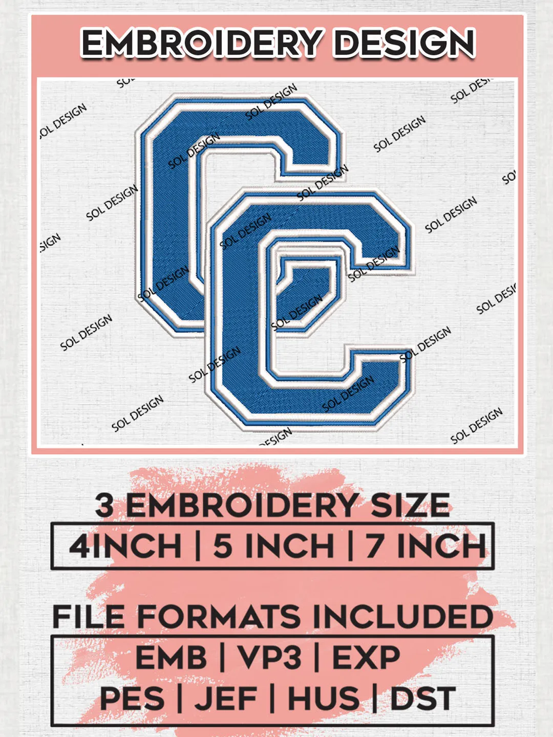 NCAA CC Blue Devils Team Logo Embroidery Design Files, NCAA Central ...