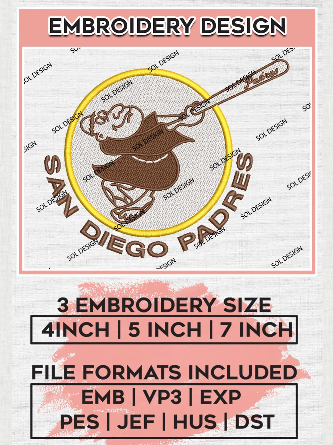 San Diego Padres Logo Embroidery Designs, MLB San Diego Padres ...