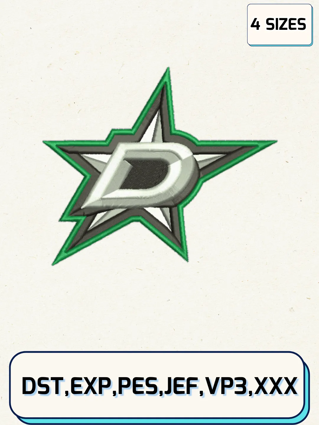 Dallas Stars Jersey Logos Embroidery Design Files, NHL Logos Embroidery ...