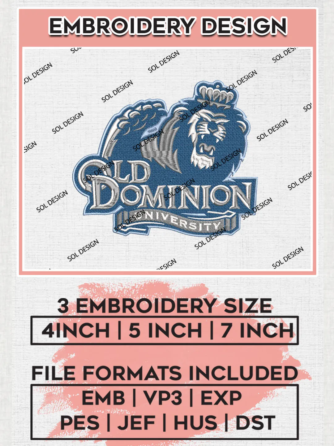 Old Dominion Monarchs NCAA Team Logo embroidery designs, NCAA Old ...