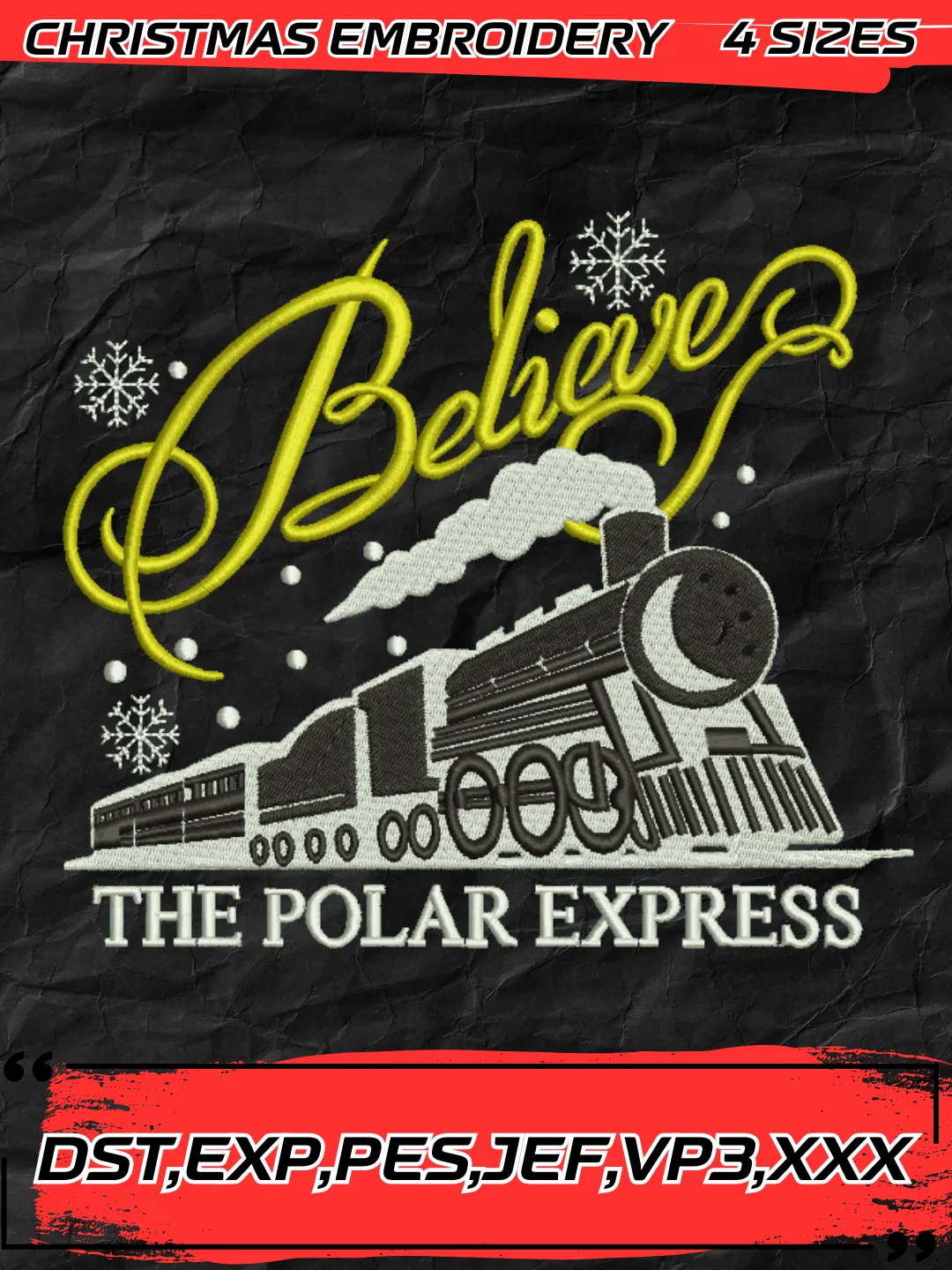Christmas Train Embroidery, The Polar Express Embroidery, Believe ...