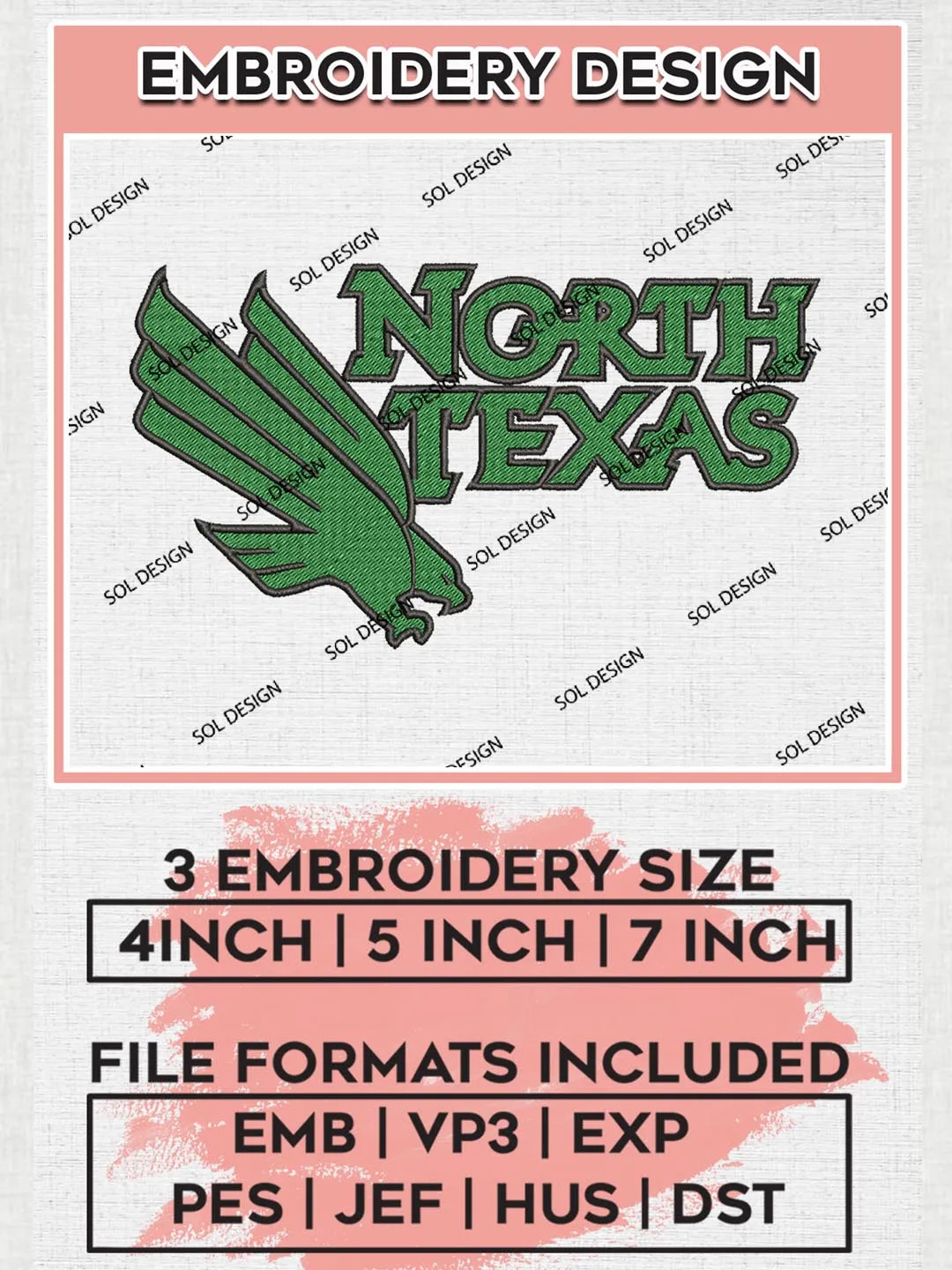 NCAA North Texas Mean Green Wordmark Logo Machine Embroidery Design ...