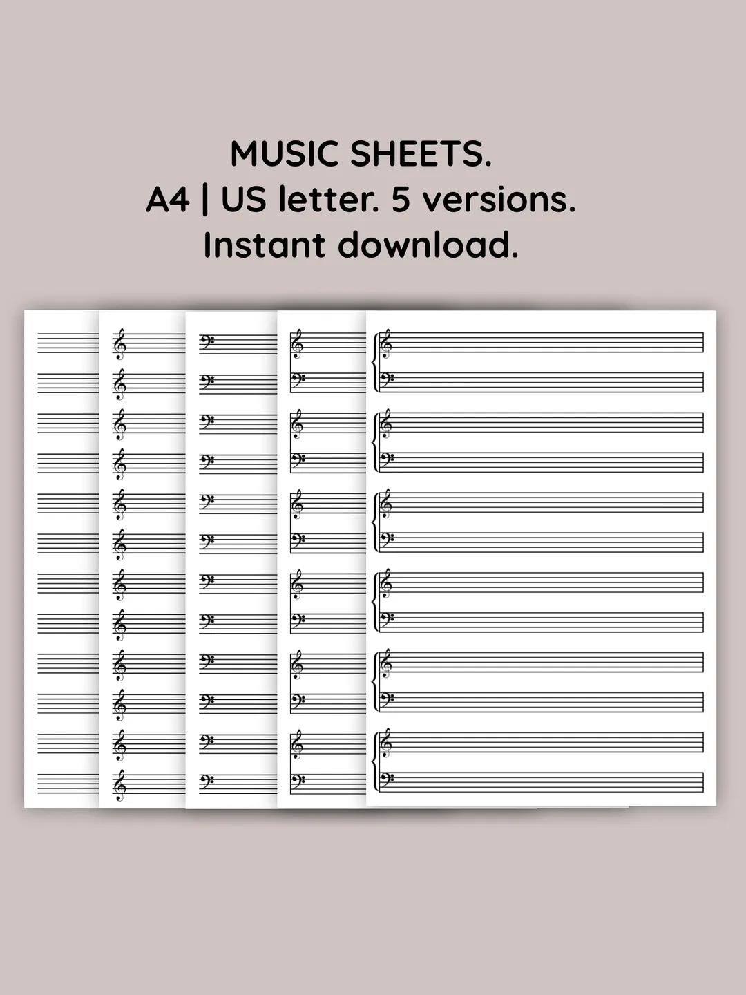 Set of blank music scores for musicians, teachers, and composers ...