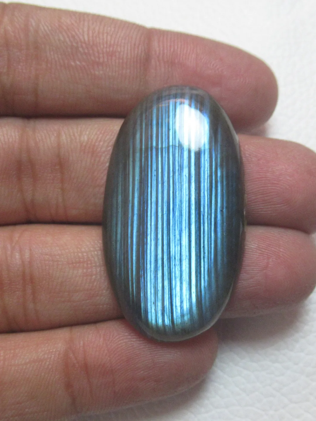 Teal Blue Labradorite Cabochon, Polished Gemstone (45x32.50x6.70 MM)