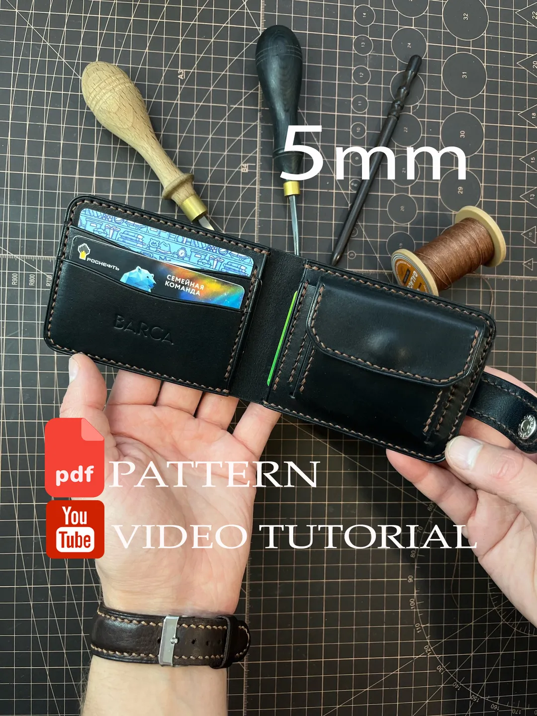PDF Pattern Bifold Wallet - Download PDF & video TUTORIAL. Punch pitch ...