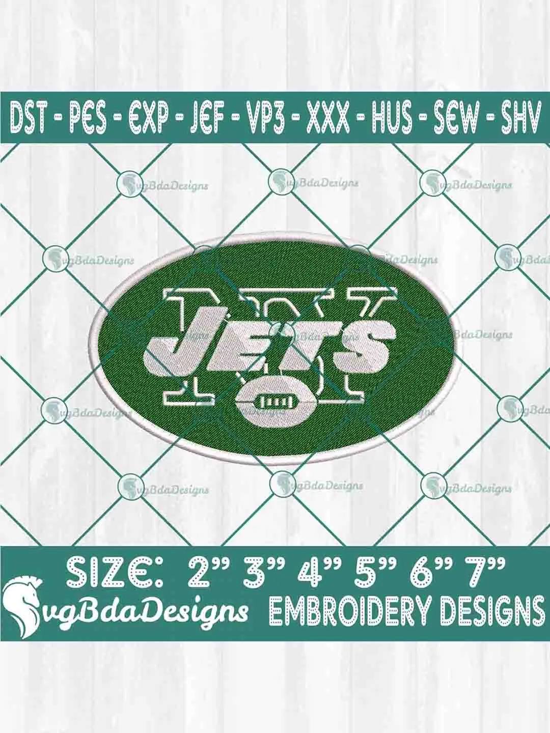New York Jets Machine Embroidery Design, NFL Embroidery Machine Designs