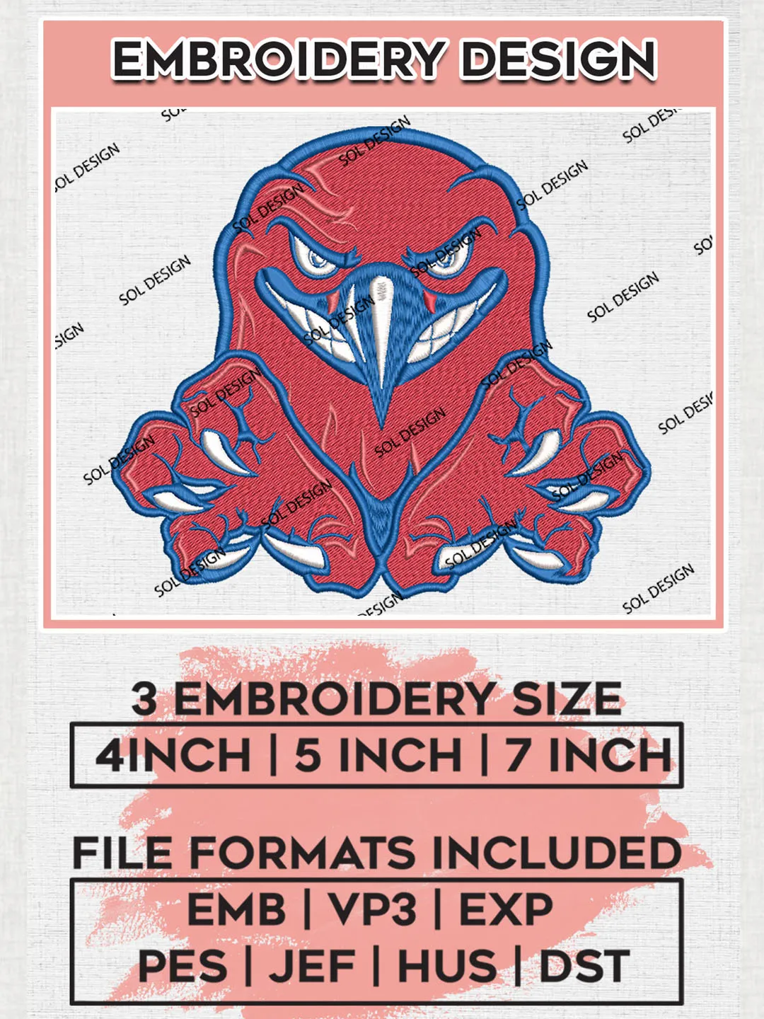 UMass Lowell River Hawks Team Logo Mascot embroidery designs, NCAA ...