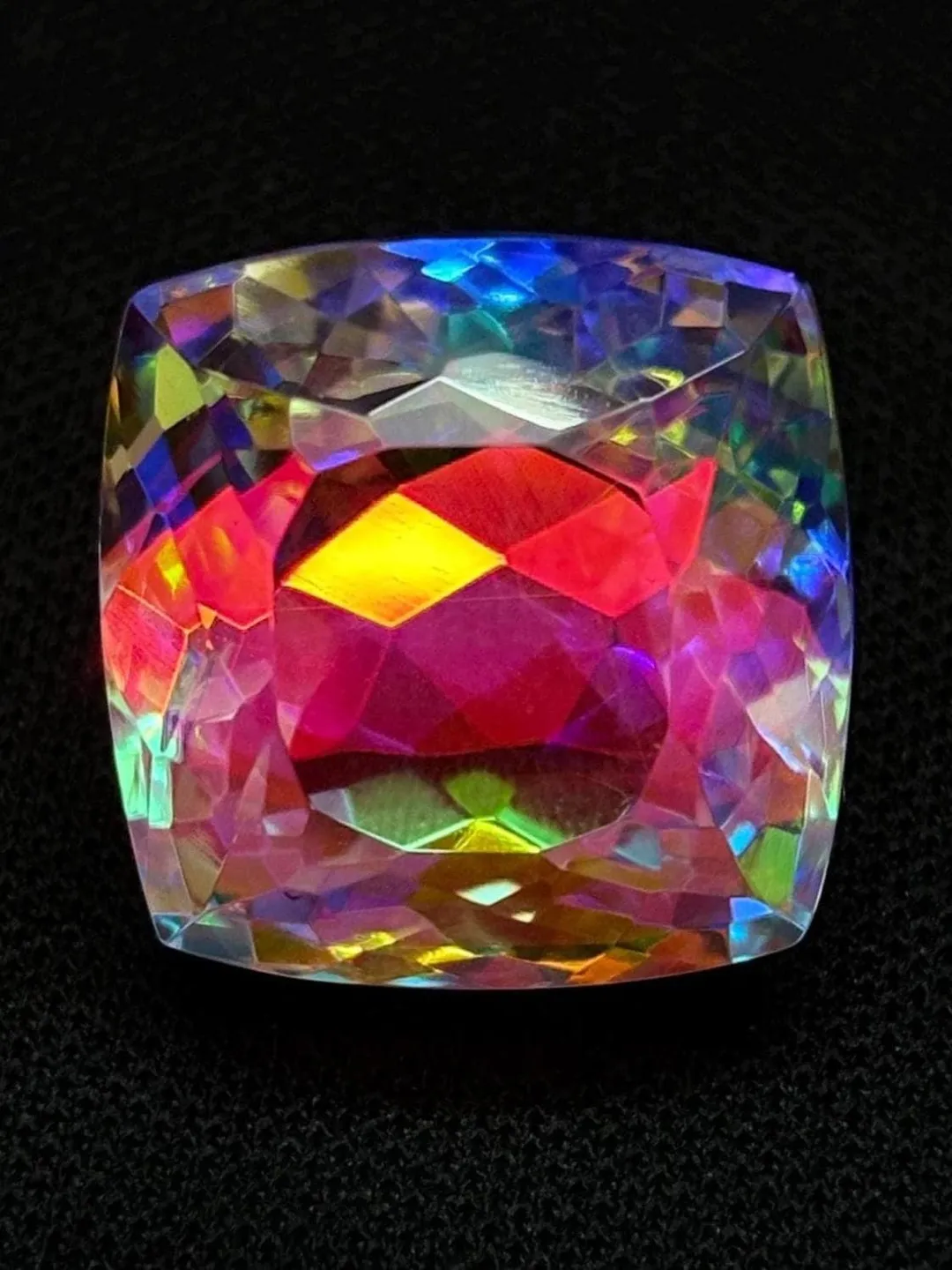 Rainbow Mystic Topaz – 47 Ct Cushion Cut Cabochon Gemstone