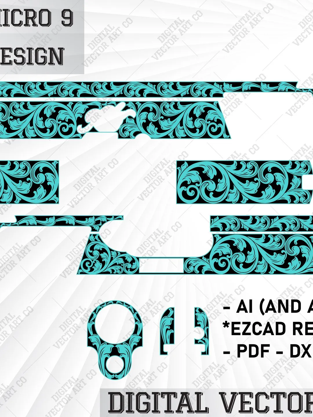 Kimber Micro 9 Scroll Design.kimber patterns,svg kimber,svg,laser ...