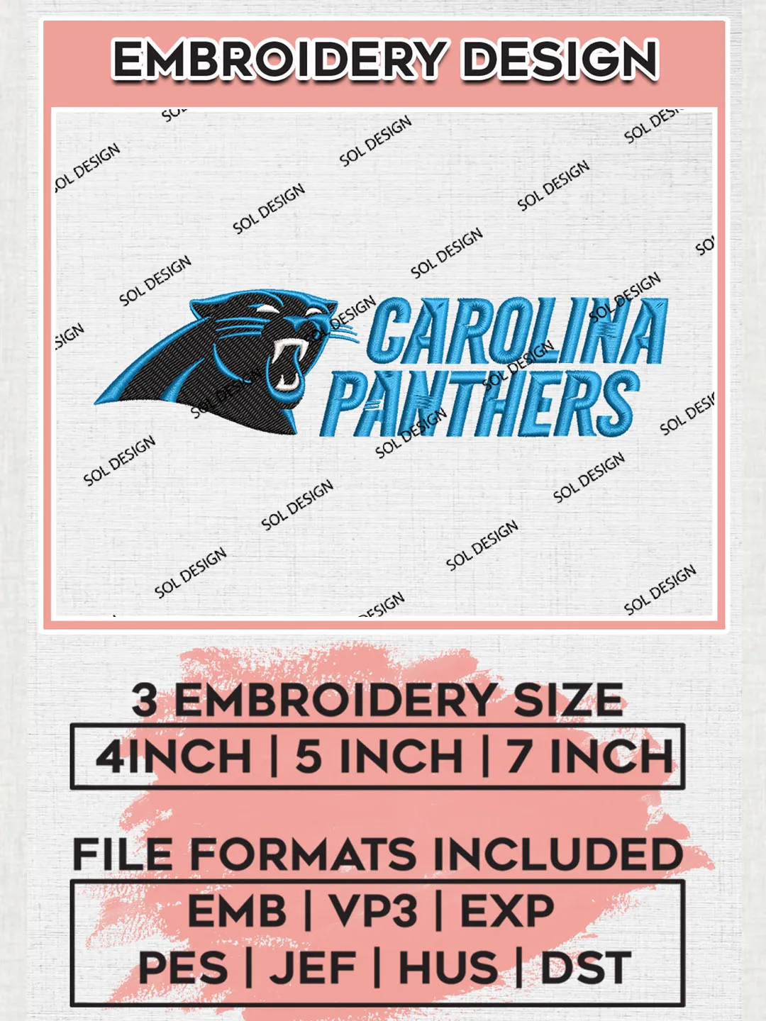 Carolina Panthers Logo Embroidery Designs, NFL Panthers, NFL Embroidery ...