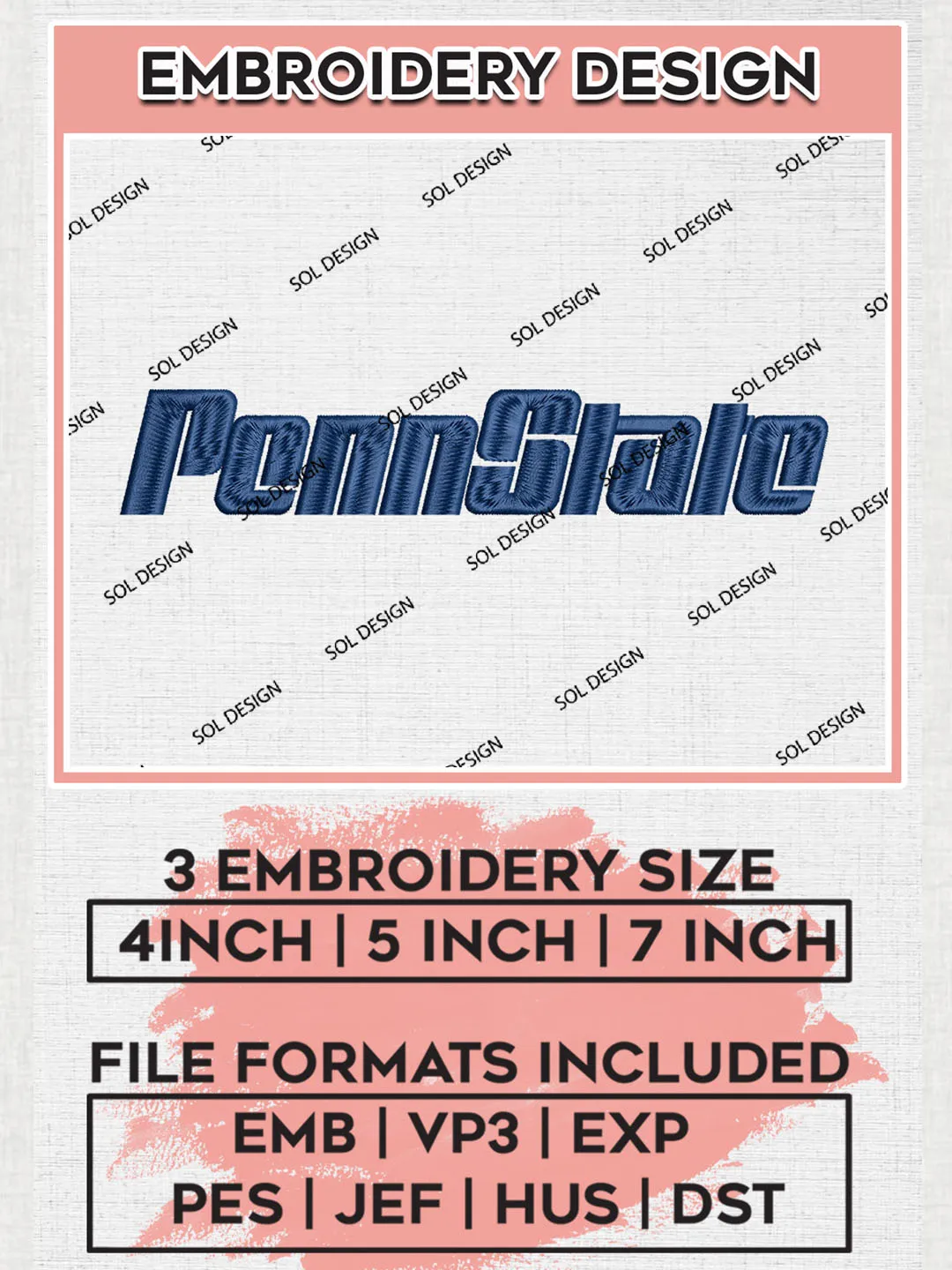 Penn State College Football Team Wordmark Logo Embroidery Design Files ...