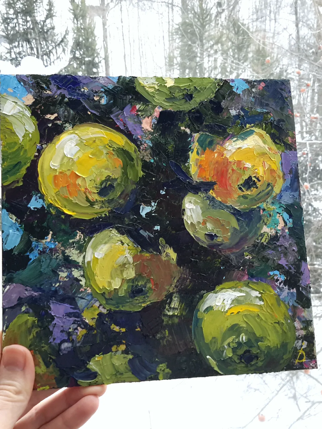 Dandelions Original Oil ACEO Painting Impasto Miniature Artwork ATC