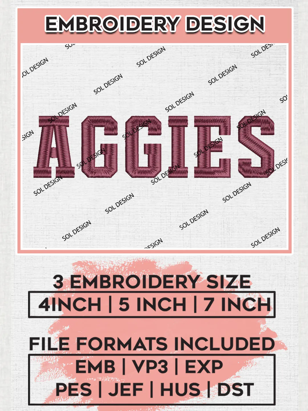 Aggies NCAA College Team Word Logo Embroidery Design Files, NCAA Texas ...