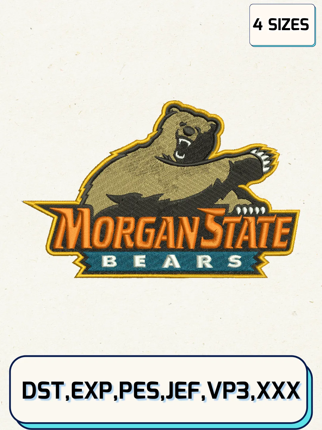 Morgan State Bears Logos Embroidery Design Files, NCAA Logos Embroidery ...