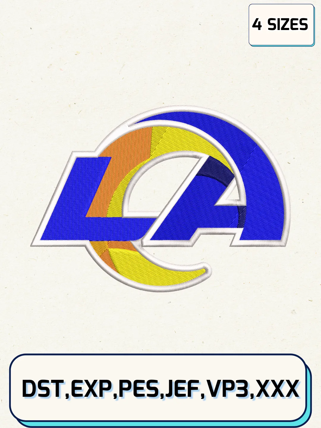 Los Angeles Rams Logos Embroidery Design Files, NFL Logos Embroidery ...