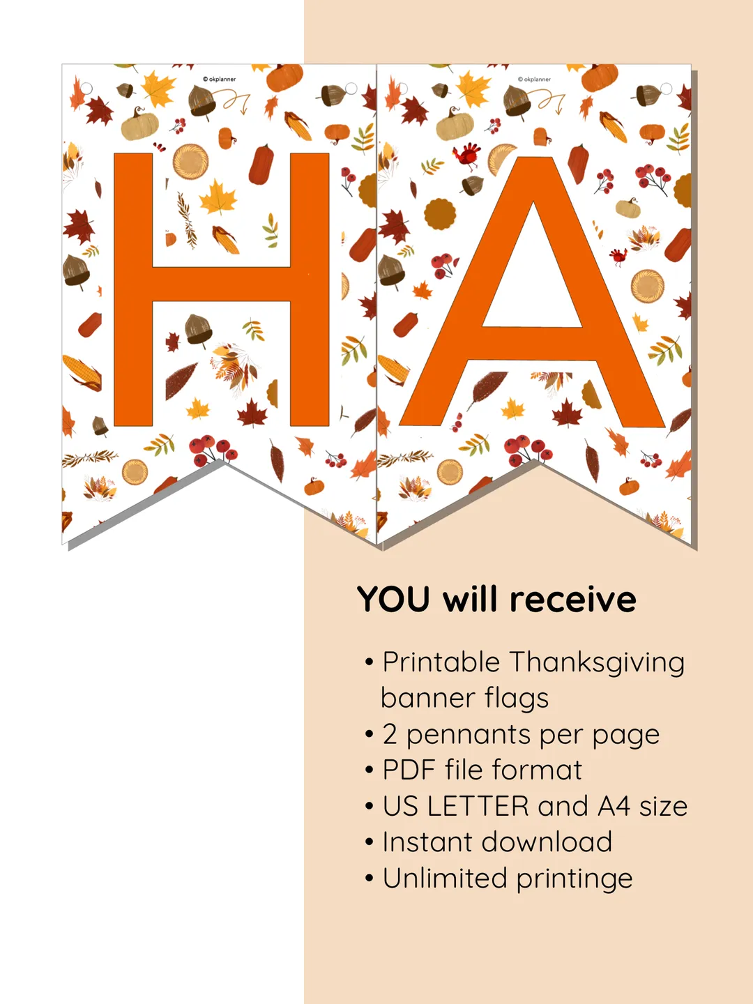 Printable Thanksgiving banner set. DIY Fall Garland Decor. Thanksgiving ...