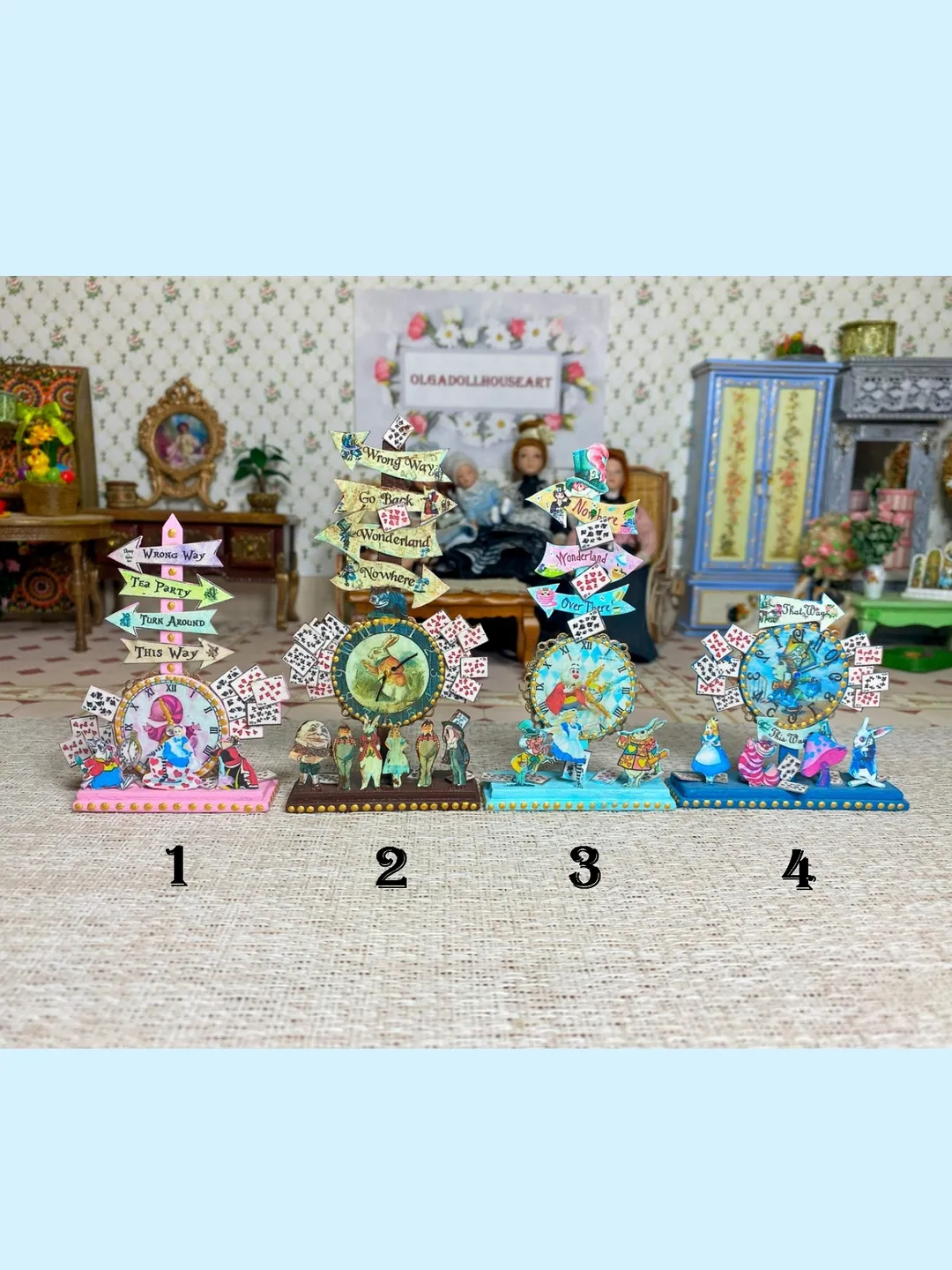 Imitation clock. Miniature dollhouse. Clock based on the fairy tale ...