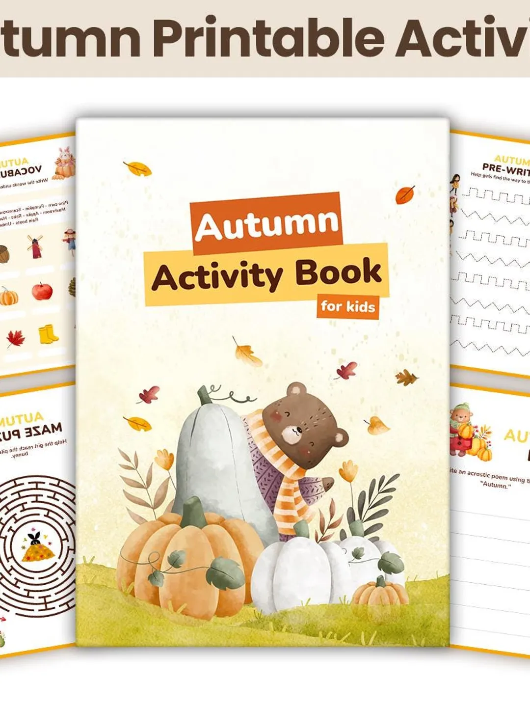 Autumn Activity Book for Kids | 20 Full Printable Worksheets ...