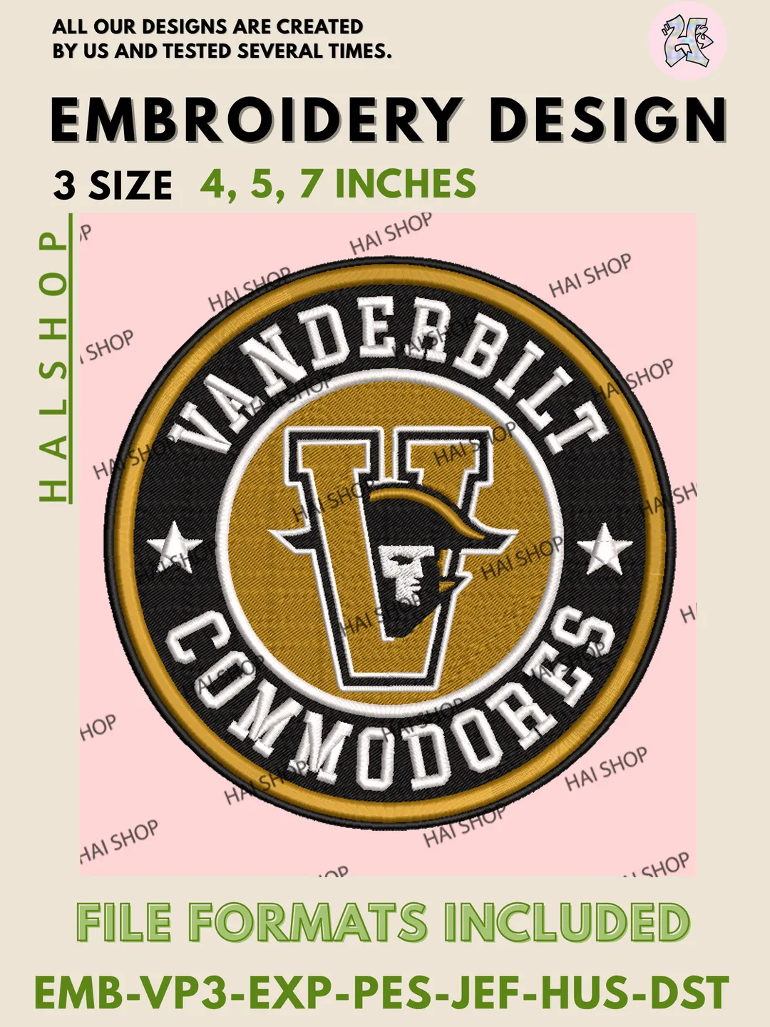 NCAA Vanderbilt Commodores Mascot Logo Machine Embroidery Design ...