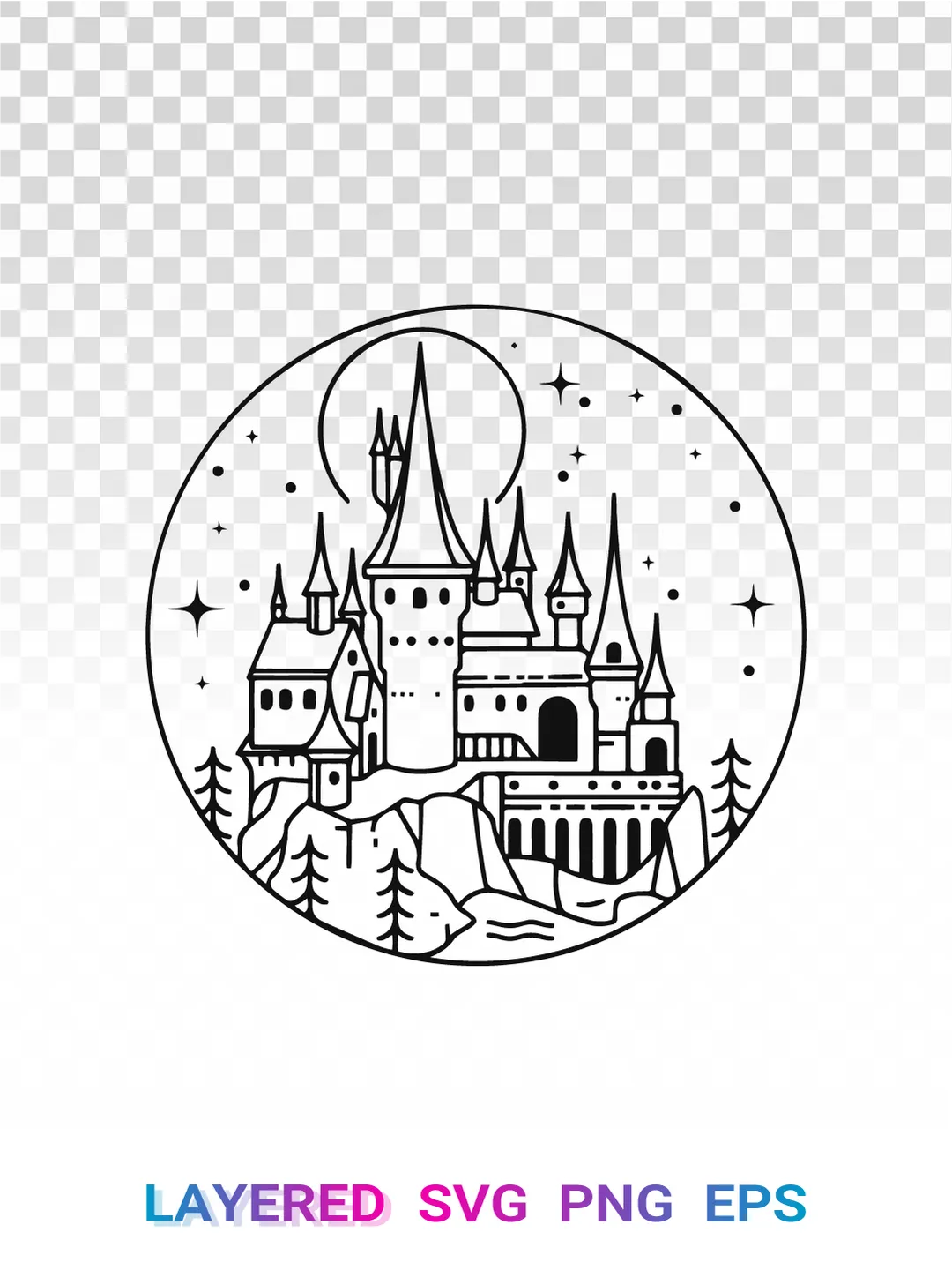 Detailed Hogwarts Castle SVG for the Ultimate Potterhead DIYer
