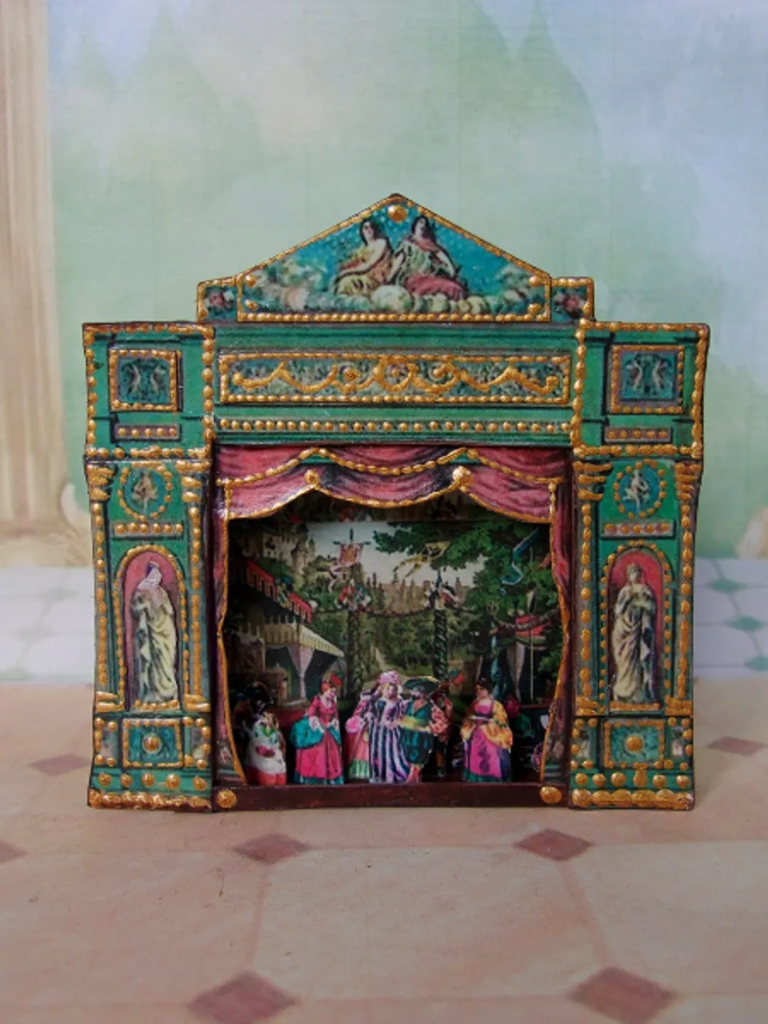 Theater for puppets. Dollhouse miniature.1:12 scale.