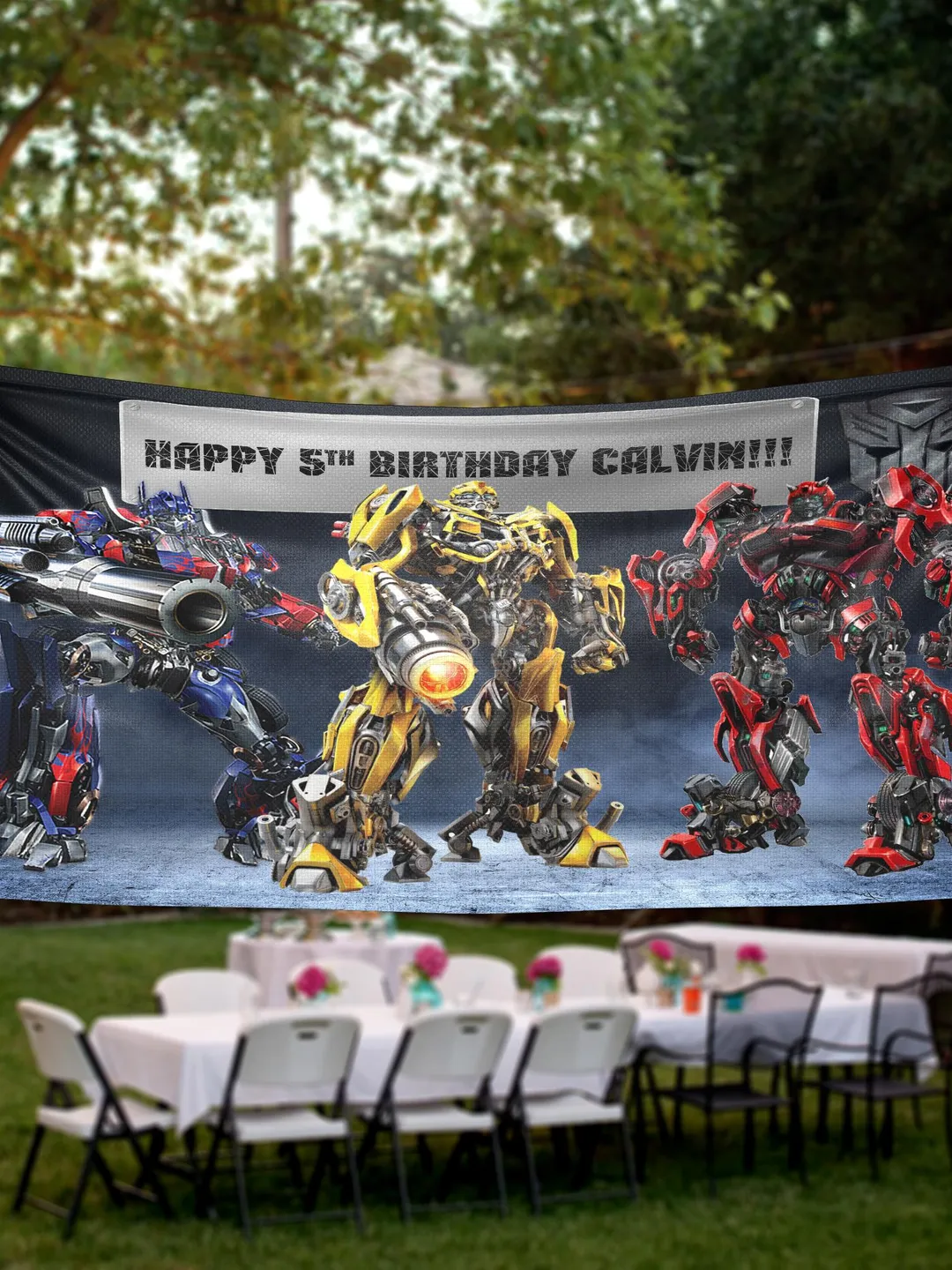 Transformers Birthday Banner Personalized Party Backdrop Decoration ...