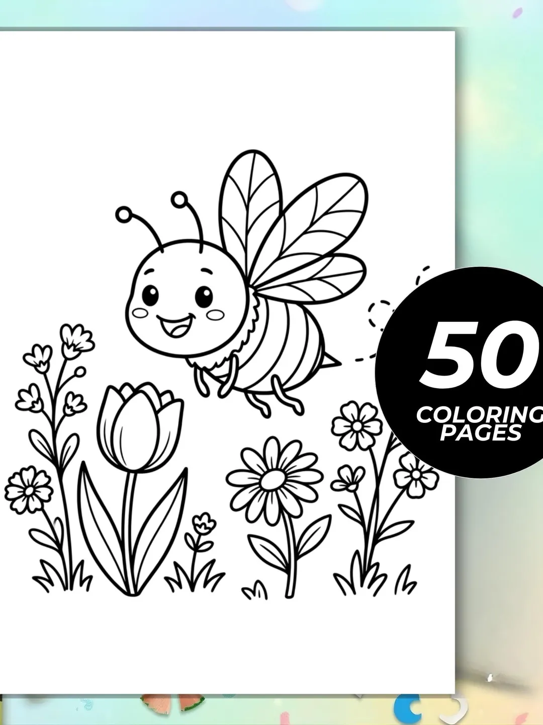 Kids Spring Coloring Book | Easy Flower Coloring Pages | Bold Simple ...