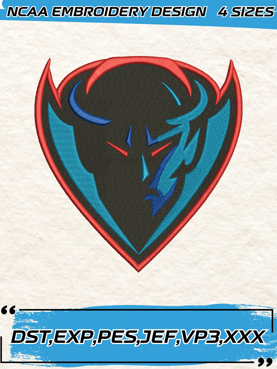 DePaul Blue Demons Logo Embroidery Design,NCAA Logo Embroidery Design ...