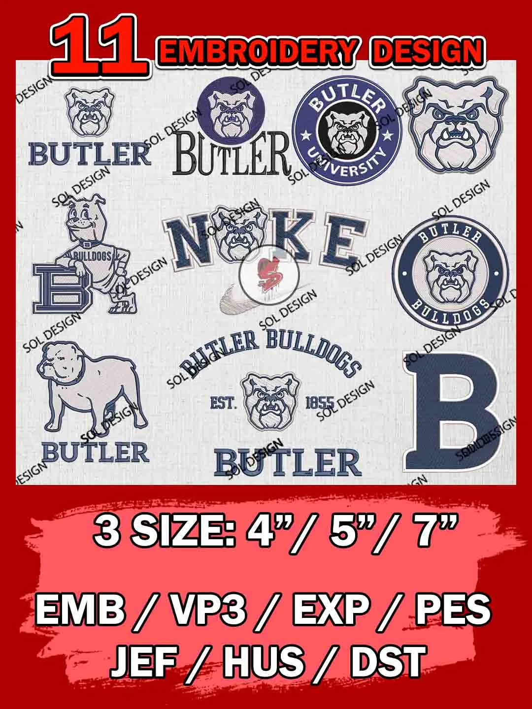11 NCAA Butler Bulldogs Bundle Embroidery Files, NCAA Butler Bulldogs ...